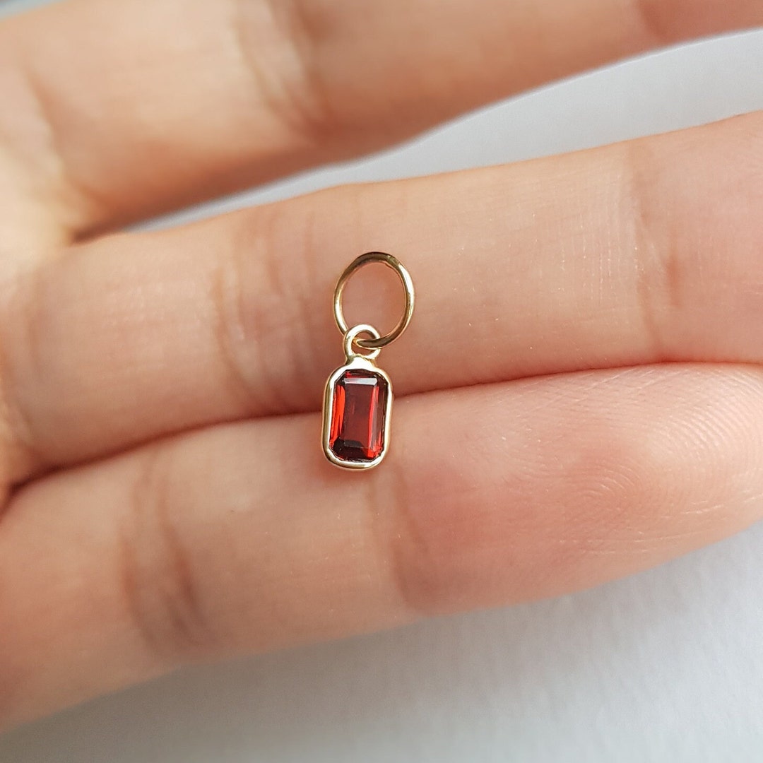 Garnet 18k Solid Gold Charm Pendant/heart Shape Charm Minimal Garnet ...