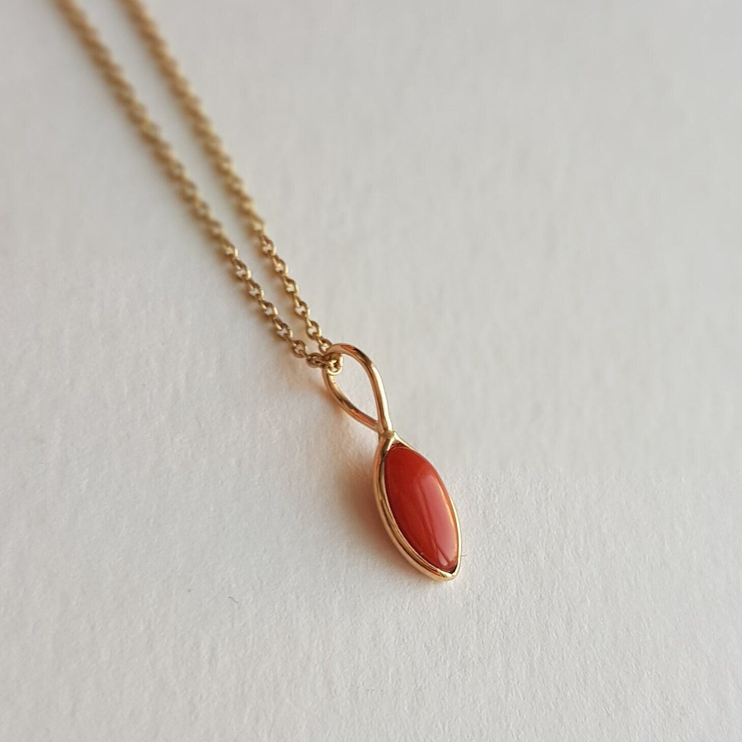 Coral 18k Solid Yellow Gold Charm/dainty Handmade Gold Charm for ...