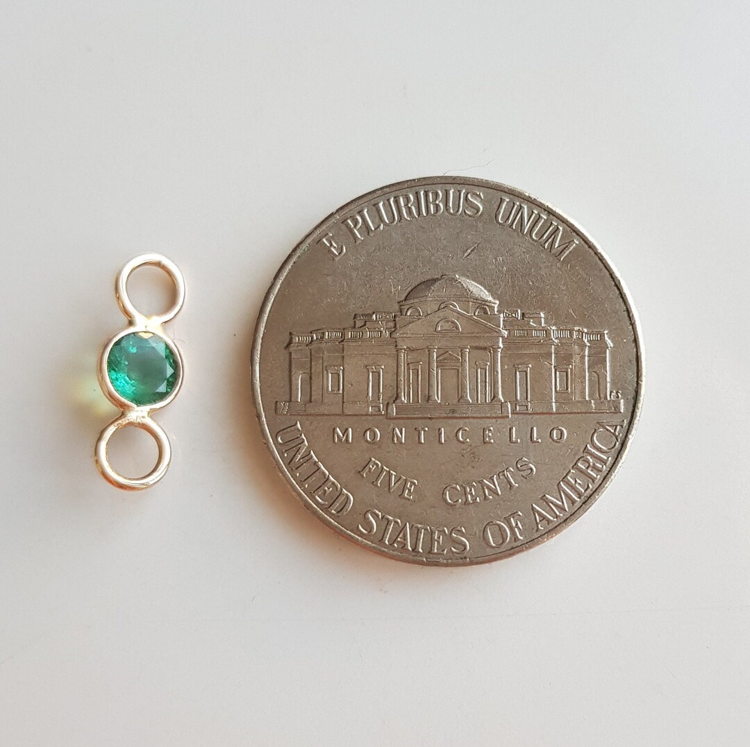 Emerald/18k Solid Gold Connector Charm/emerald Connector Charm/small ...