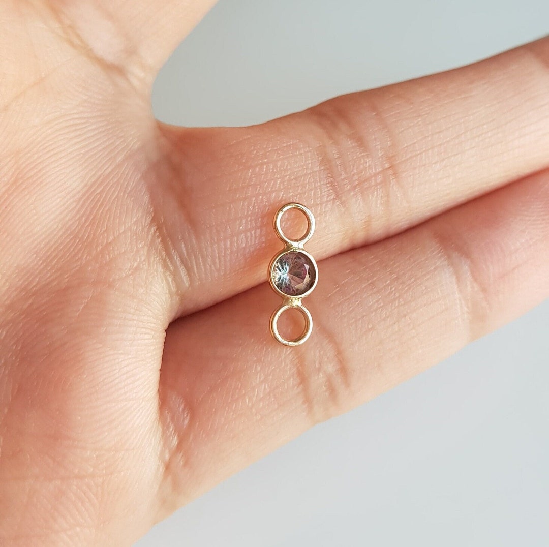 Mystic Topaz/18k Solid Gold Connector Charm/mystic Topaz Connector ...