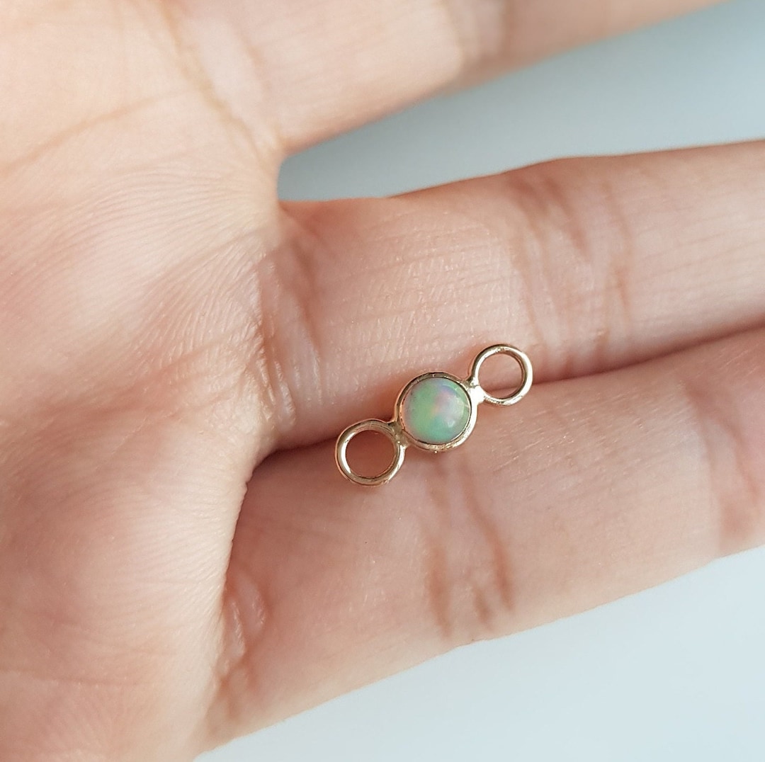 Opal/18k Solid Gold Connector Charm/natural Opal Connector Charm ...