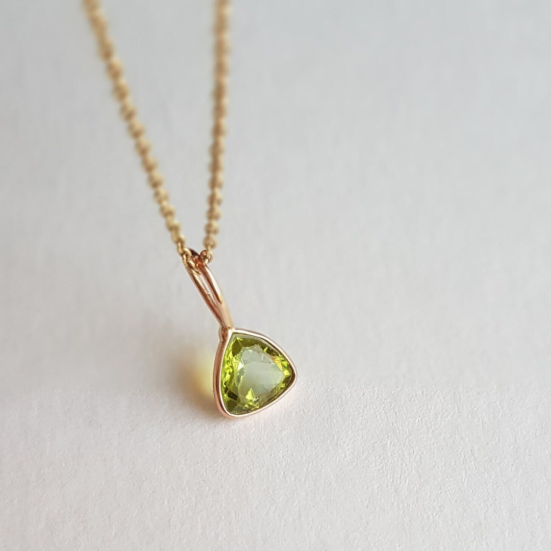 Peridot/18k Rose Gold Charm Pendant/trillian Peridot Charm/minimal ...