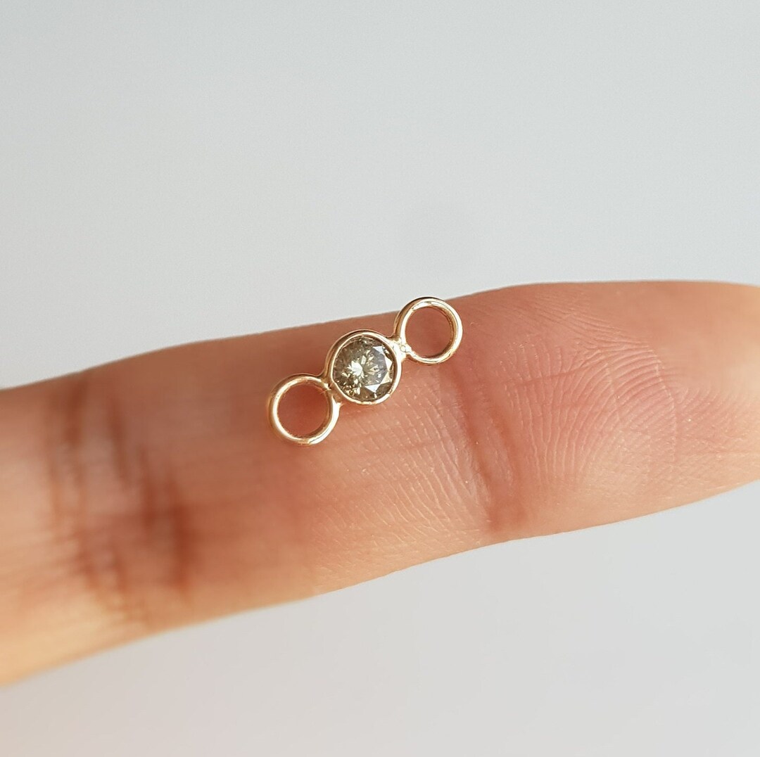 Diamond/18k Solid Gold Connector Charm/diamonds Connector Charm ...