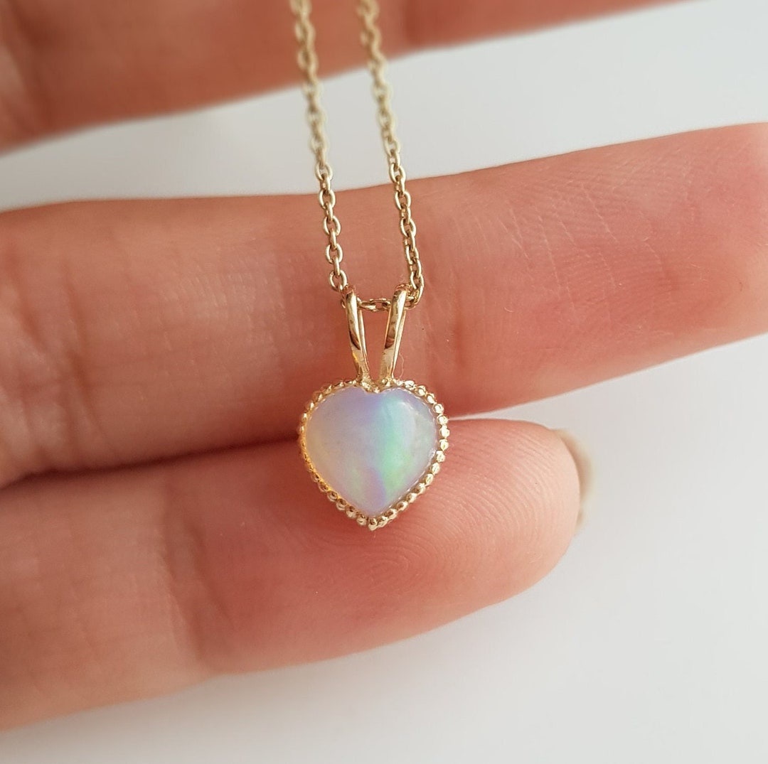 Ethiopian Opal/14k Solid Gold Pendant/dainty Handmade Opal/natural Opal ...