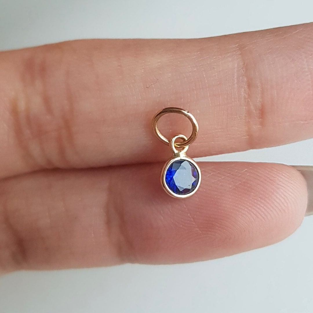 Blue Sapphire/18k Solid Gold Charm/dainty Handmade Charm Pendant ...