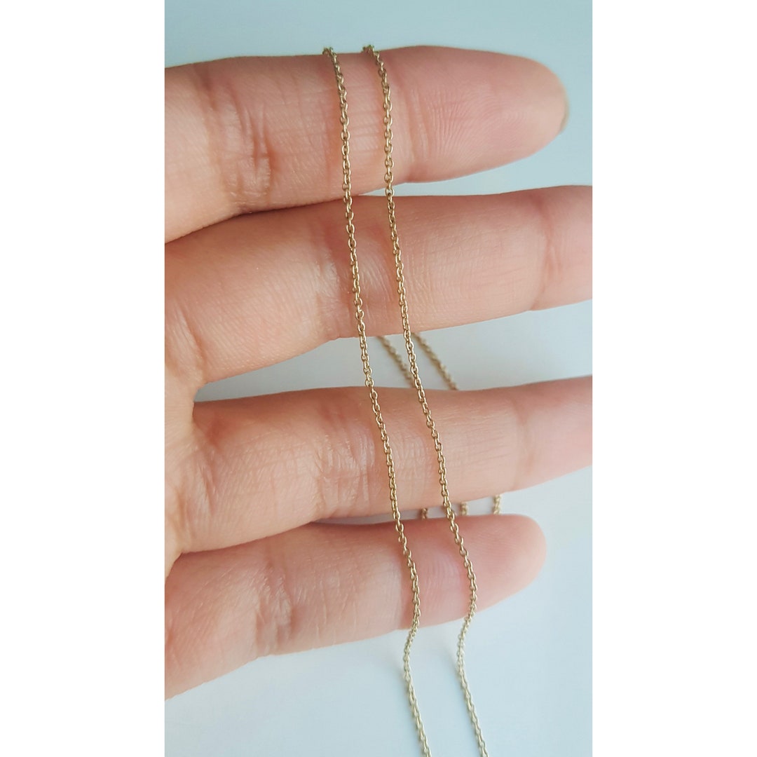 14k Solid Gold Chain/cable Gold Chain Necklace/thin 14k Solid Gold ...
