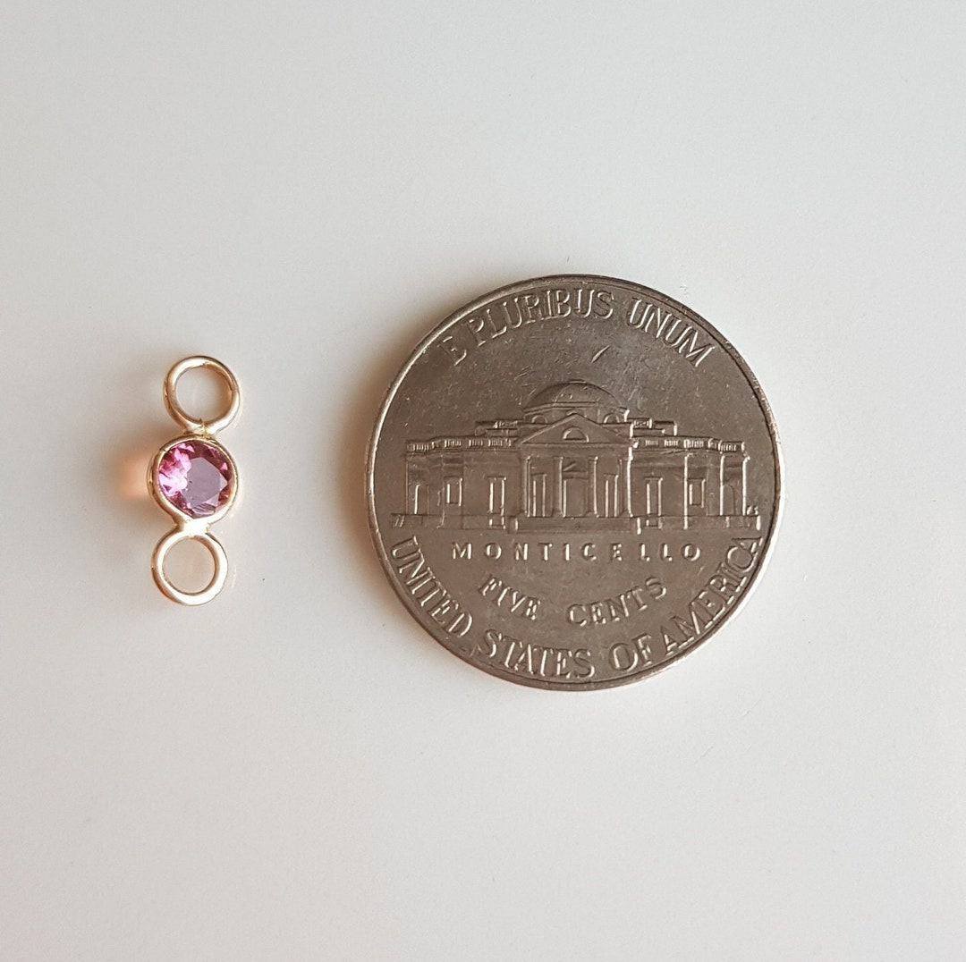 Pink Tourmaline/18k Solid Gold Connector Charm/delicate Dainty ...