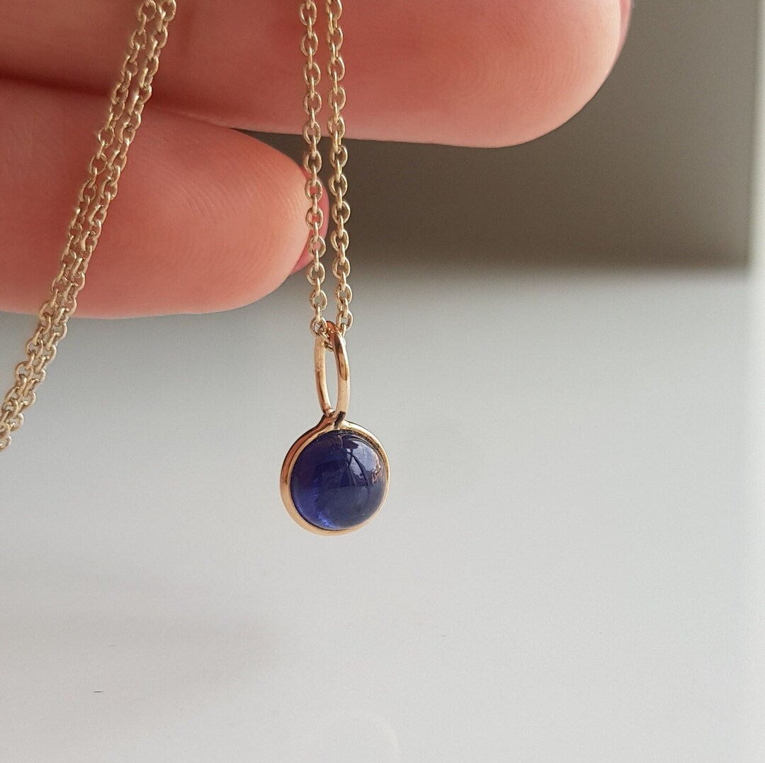 Blue Sapphire/18k Solid Gold Charm/dainty Handmade Charm Pendant ...