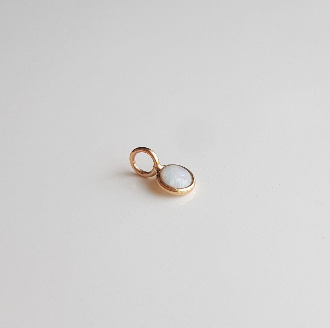 Australian Opal 18k Solid Gold Charm/dainty Handmade Opal/natural Opal ...