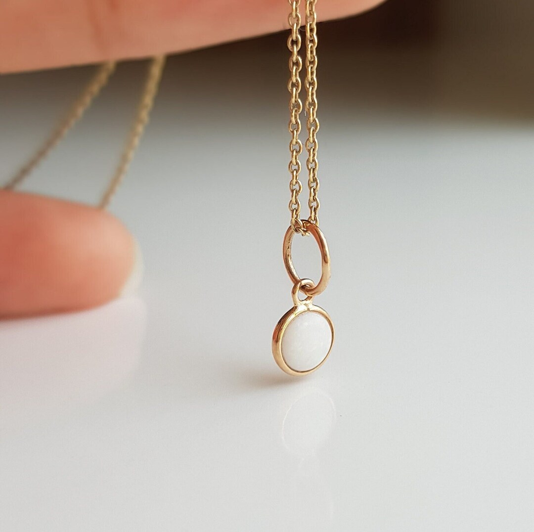Australian Opal 18k Solid Gold Charm/dainty Handmade Opal/natural Opal ...