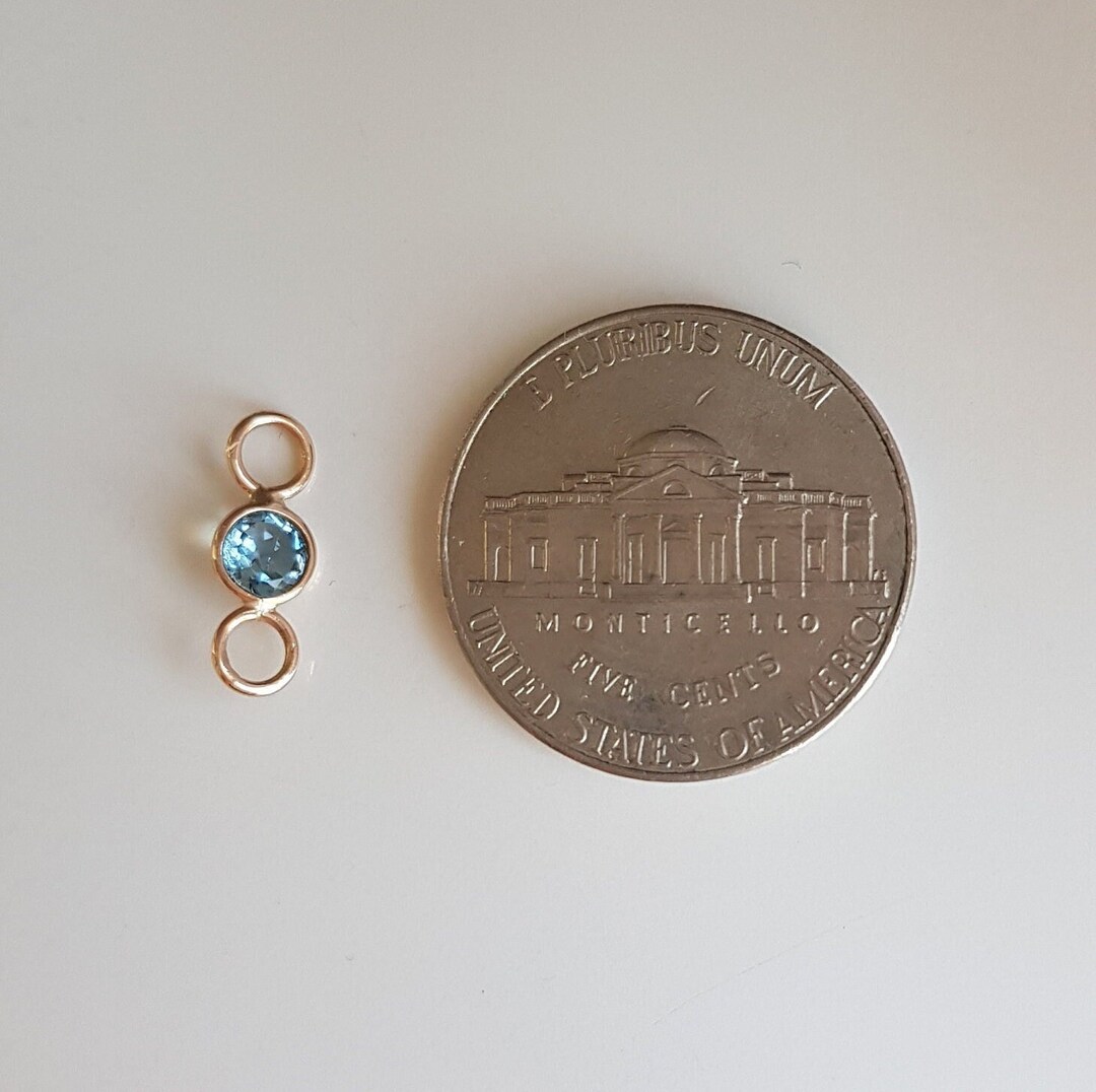 Aquamarine/18k Solid Gold Connector Charm/natural Aquamarine Connector ...