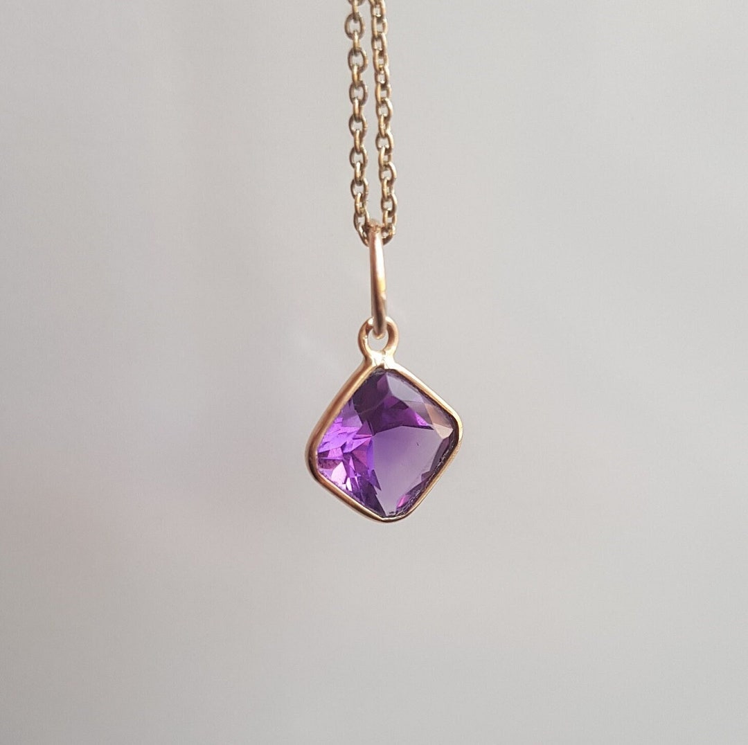 18k Solid Gold/amethyst Charm/handmade Amethyst Charm/natural Amethyst ...