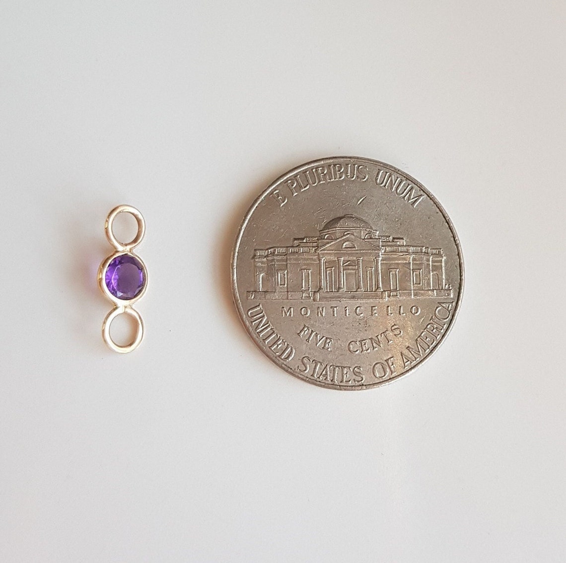Amethyst/18k Solid Gold Connector Charm/natural Amethyst - Etsy
