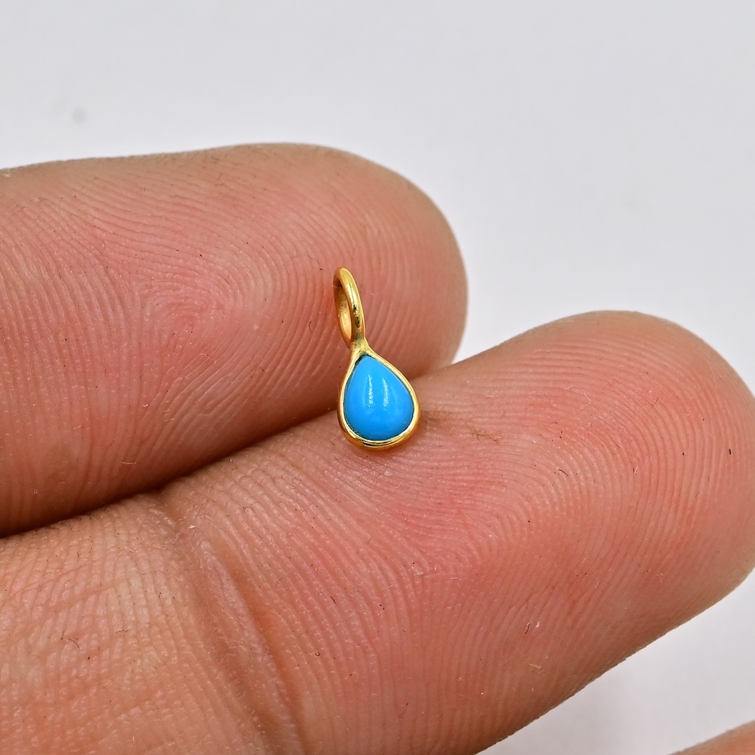 Turquoise 18k Solid Gold Charm/natural Sleeping Beauty Turquoise Charm ...
