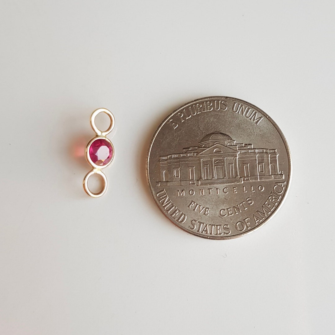 Ruby Connector/18k Solid Gold Connector Charm/delicate Dainty ...