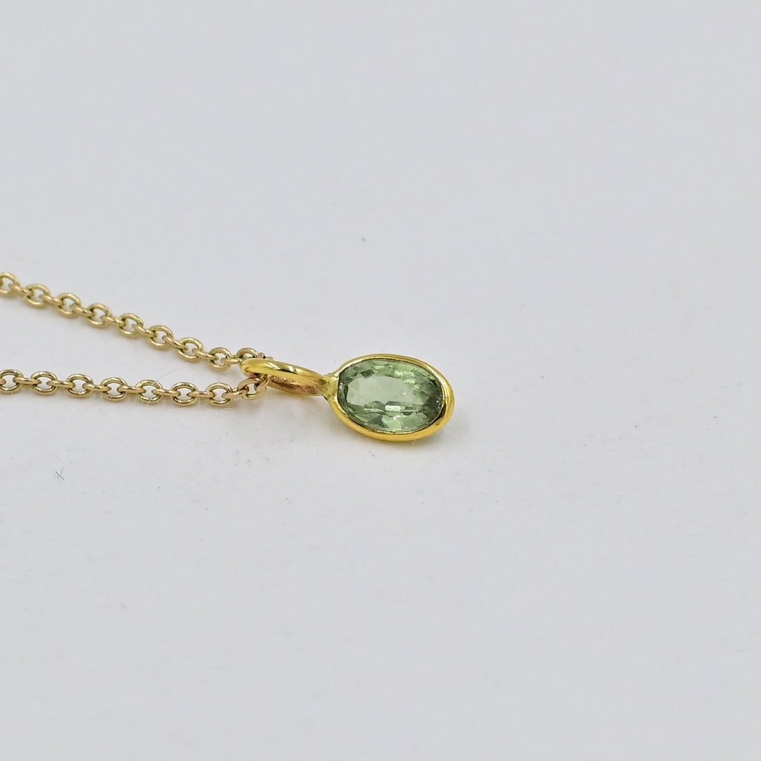 18k Solid Gold Sapphire Charm/natura Green Sapphire Pendant/bezel ...
