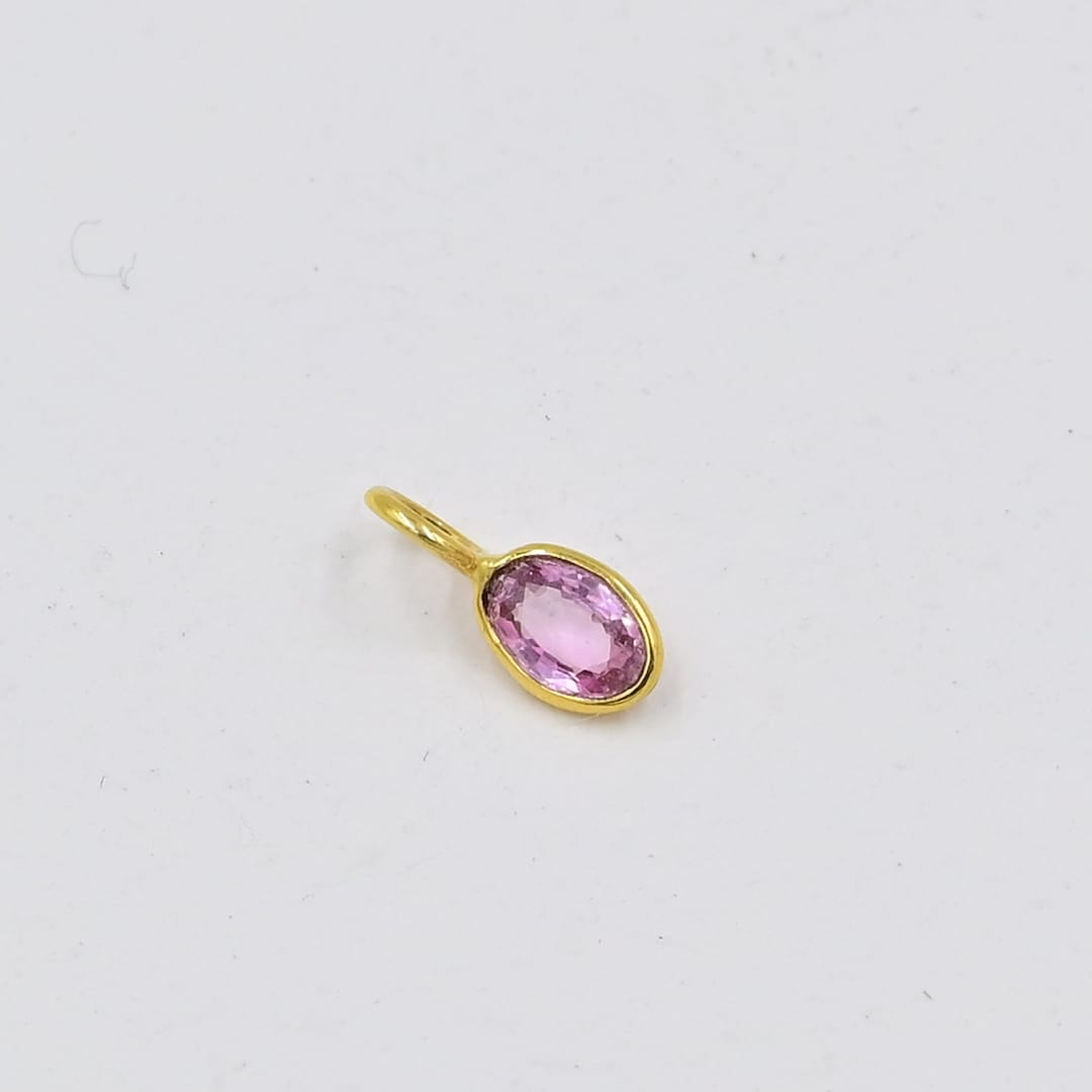 Sapphire Charm/natura Pink Sapphire Pendant/18k Solid Gold Bezel ...