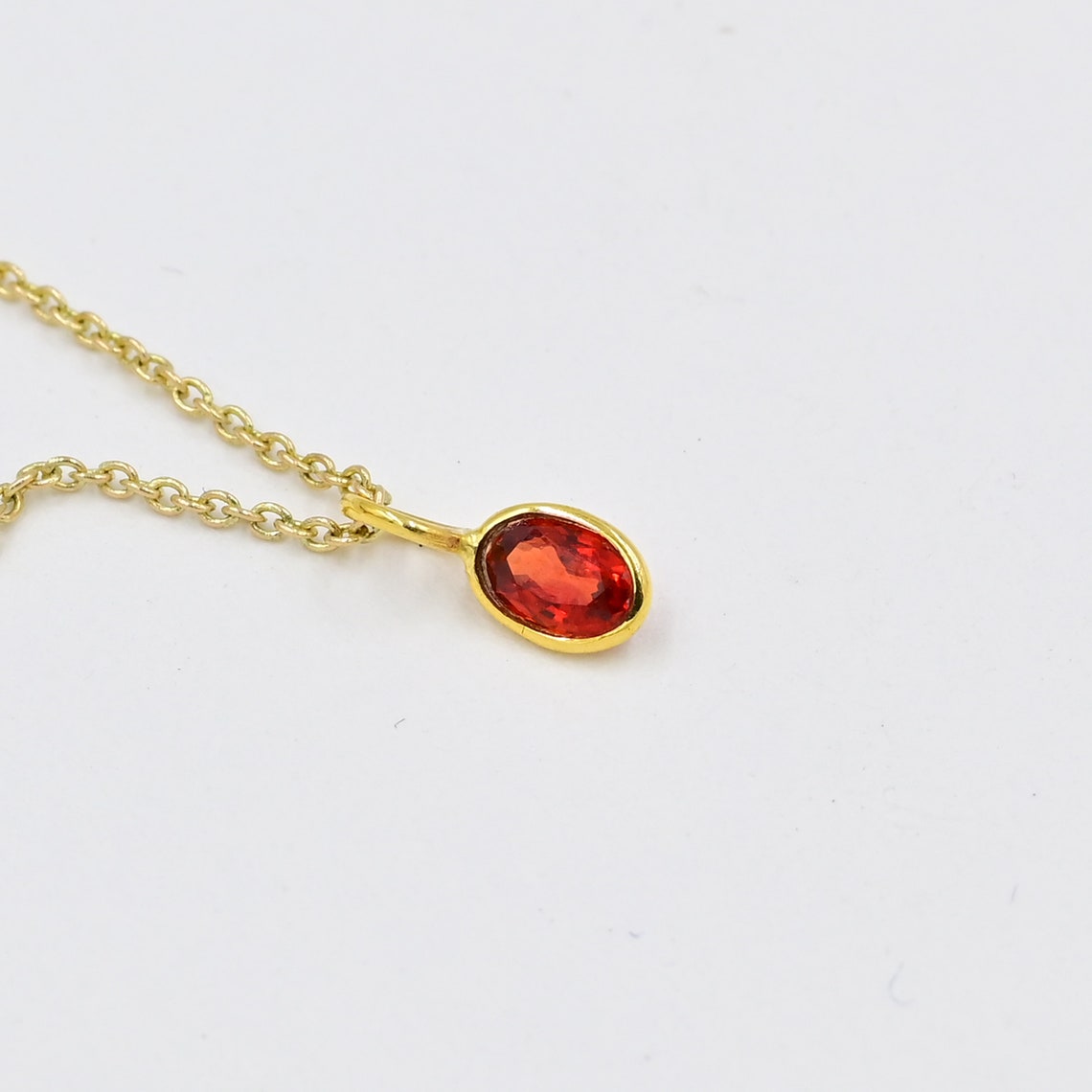 Natural Red Sapphire Charm/18k Solid Gold/5x3mm Oval Shape Sapphire ...