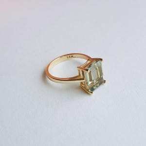 Green Amethyst 14k Solid Gold Ring, Engagement Ring for Women, 14k Solid Gold Gemstone Ring ...