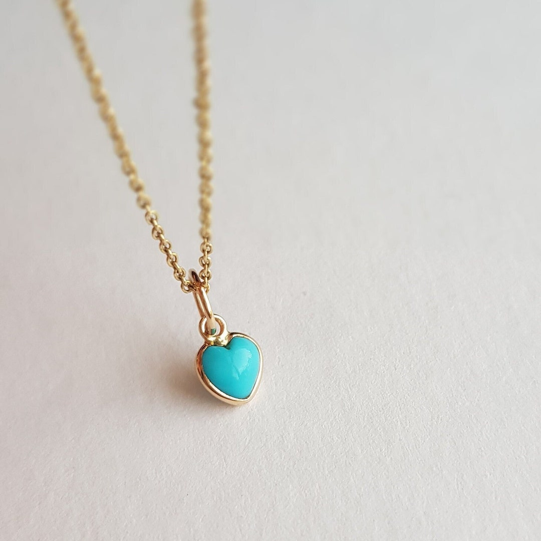 Turquoise/18k Solid Gold Charm/dainty Handmade Charm/natural Turquoise ...