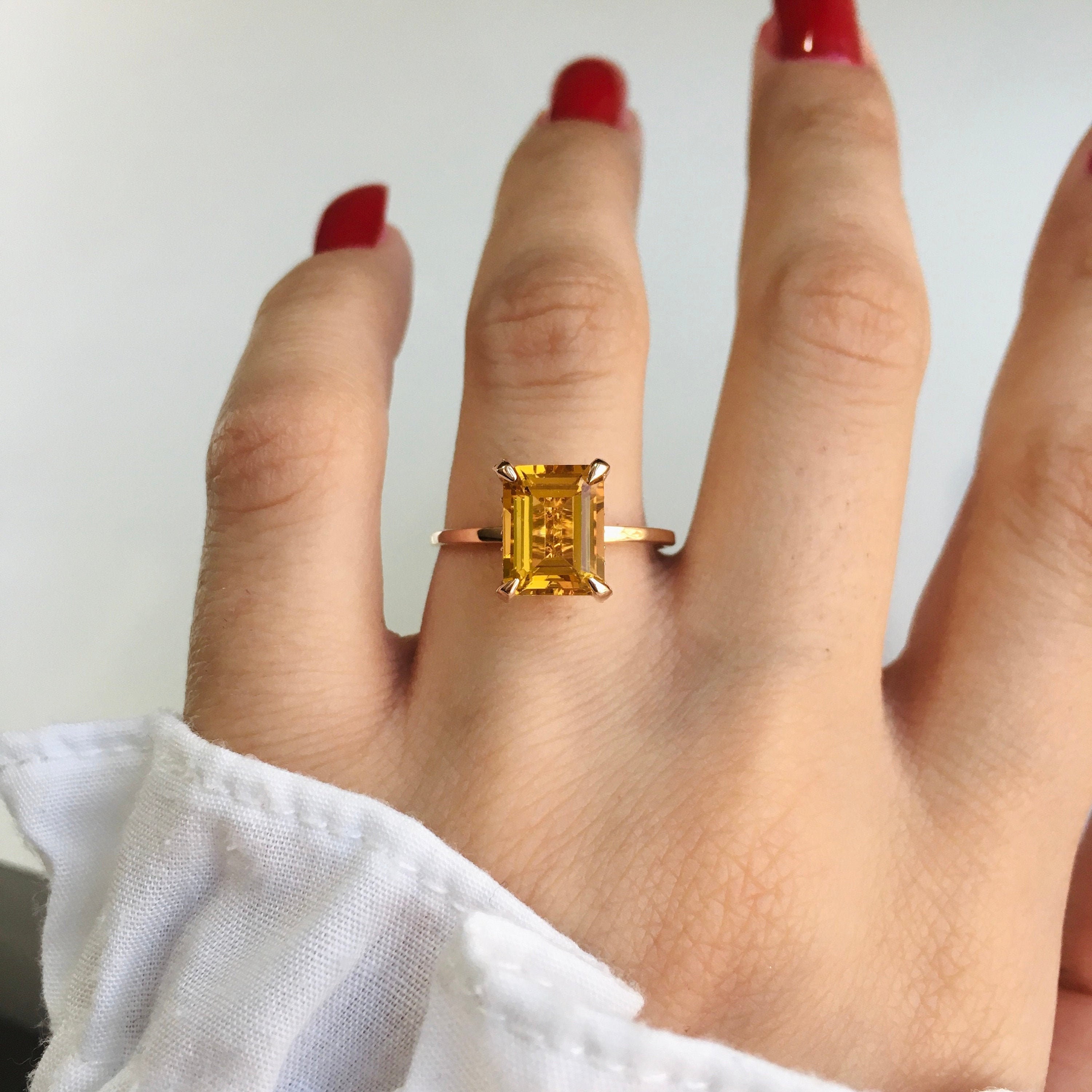 Natural Yellow Beryl 14K Solid Gold Ring/engagement Ring for | Etsy