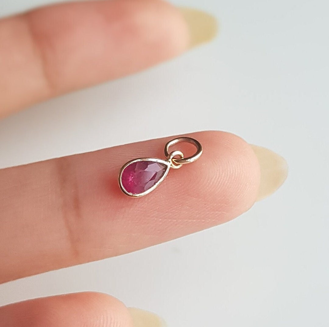 Ruby/18k Gold Charm/pear Shape Ruby Pendant/gold Charm for Bracelet ...