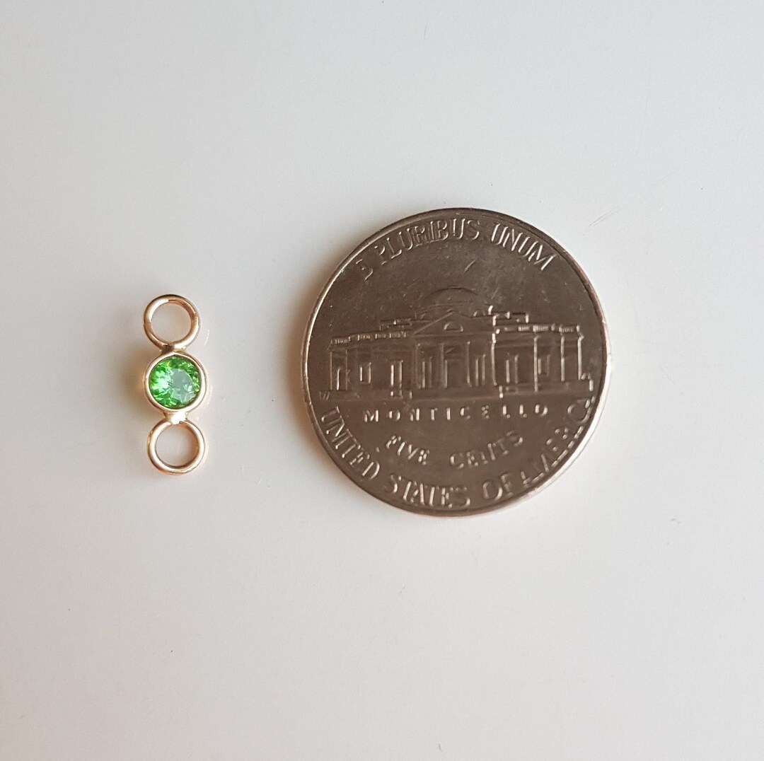 Tsavorite/18k Solid Gold Connector Charm/natural Tsavorite Connector ...