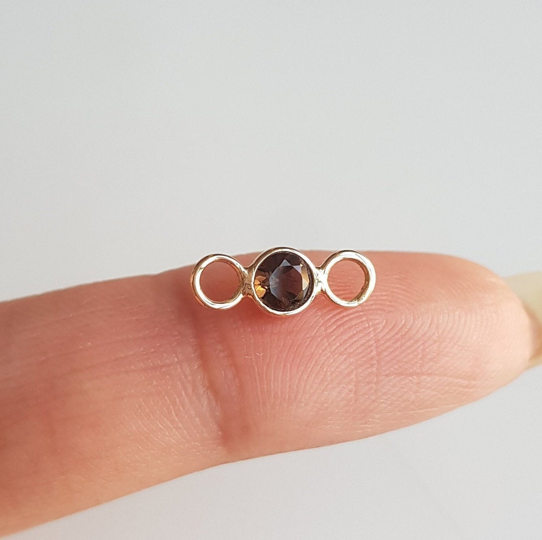 Smoky Quartz/18k Solid Gold Connector Charm/quartz Connector Charm ...
