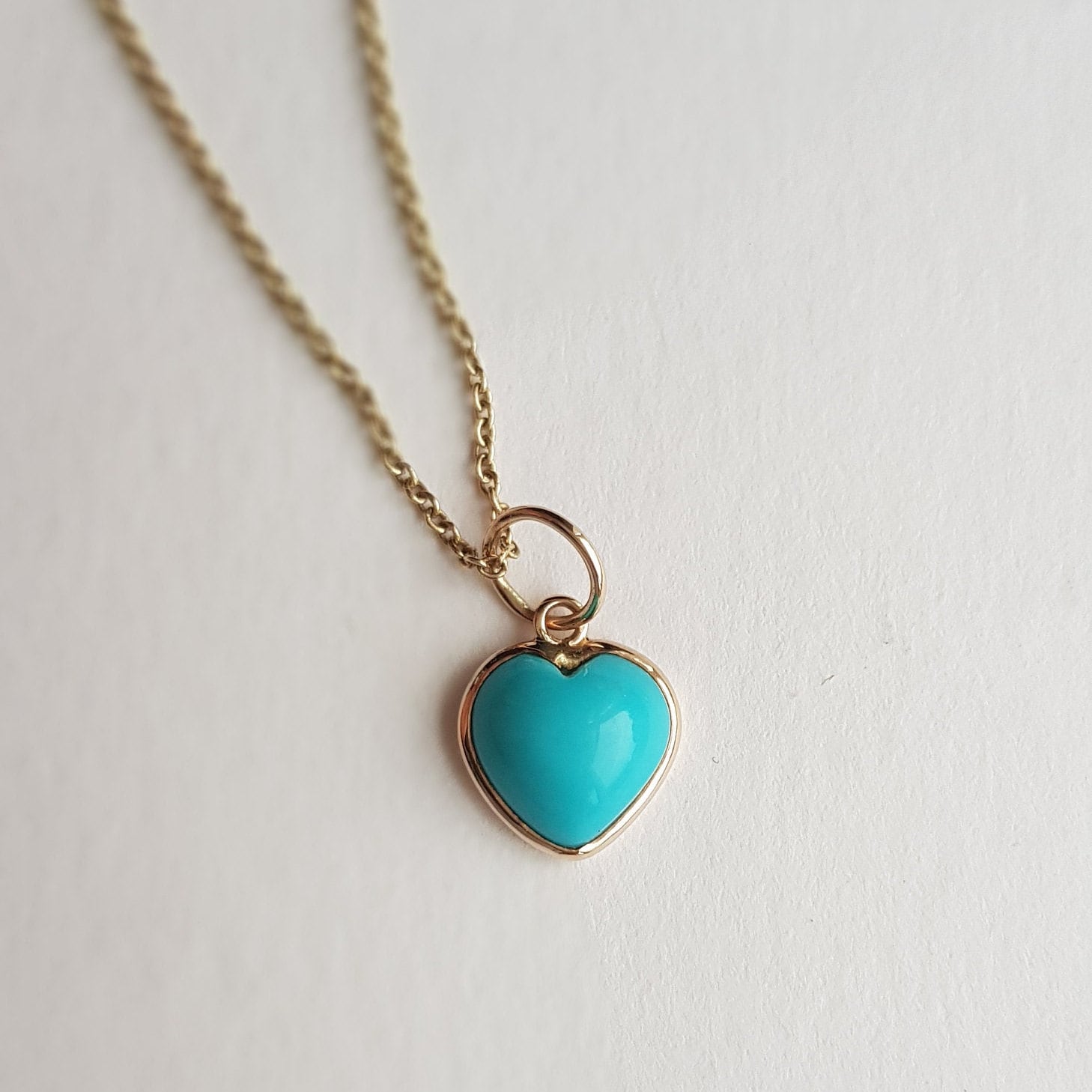 Turquoise/18k Solid Gold Charm/dainty Handmade Charm/natural Turquoise ...