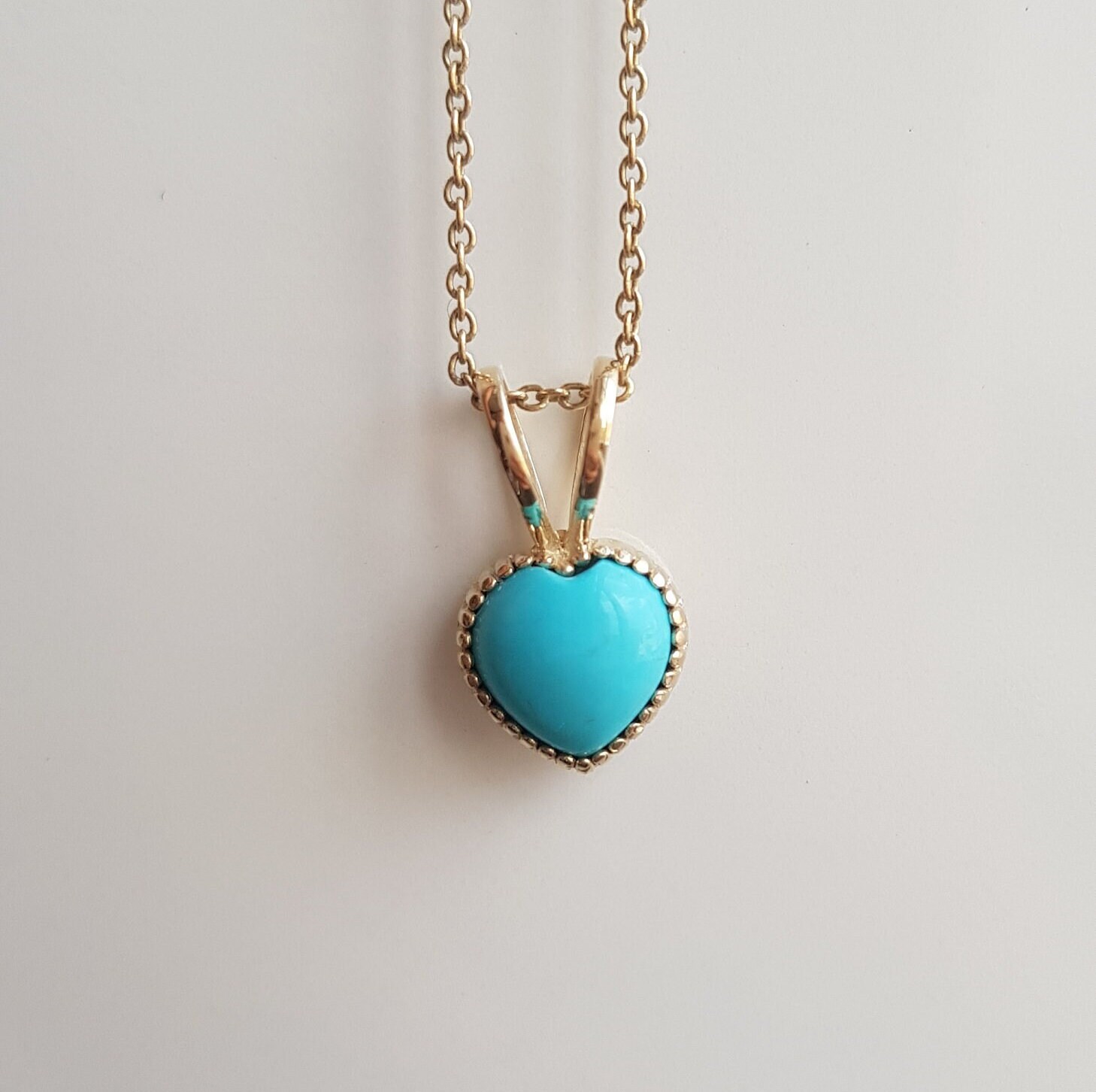 Turquoise/14k Solid Gold Charm/dainty Handmade Charm/natural Turquoise ...