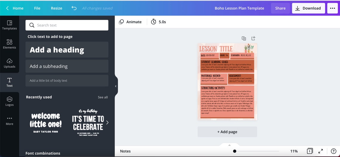 Boho Neutral Plant Teacher Digital Lesson Plan Template - Easy to Use ...