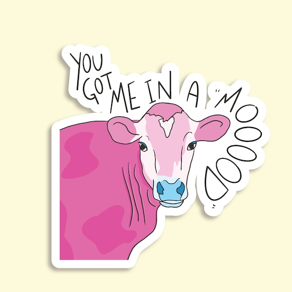MOOOOD Cow Waterproof Sticker Laptop Sticker Funny Sticker - Etsy