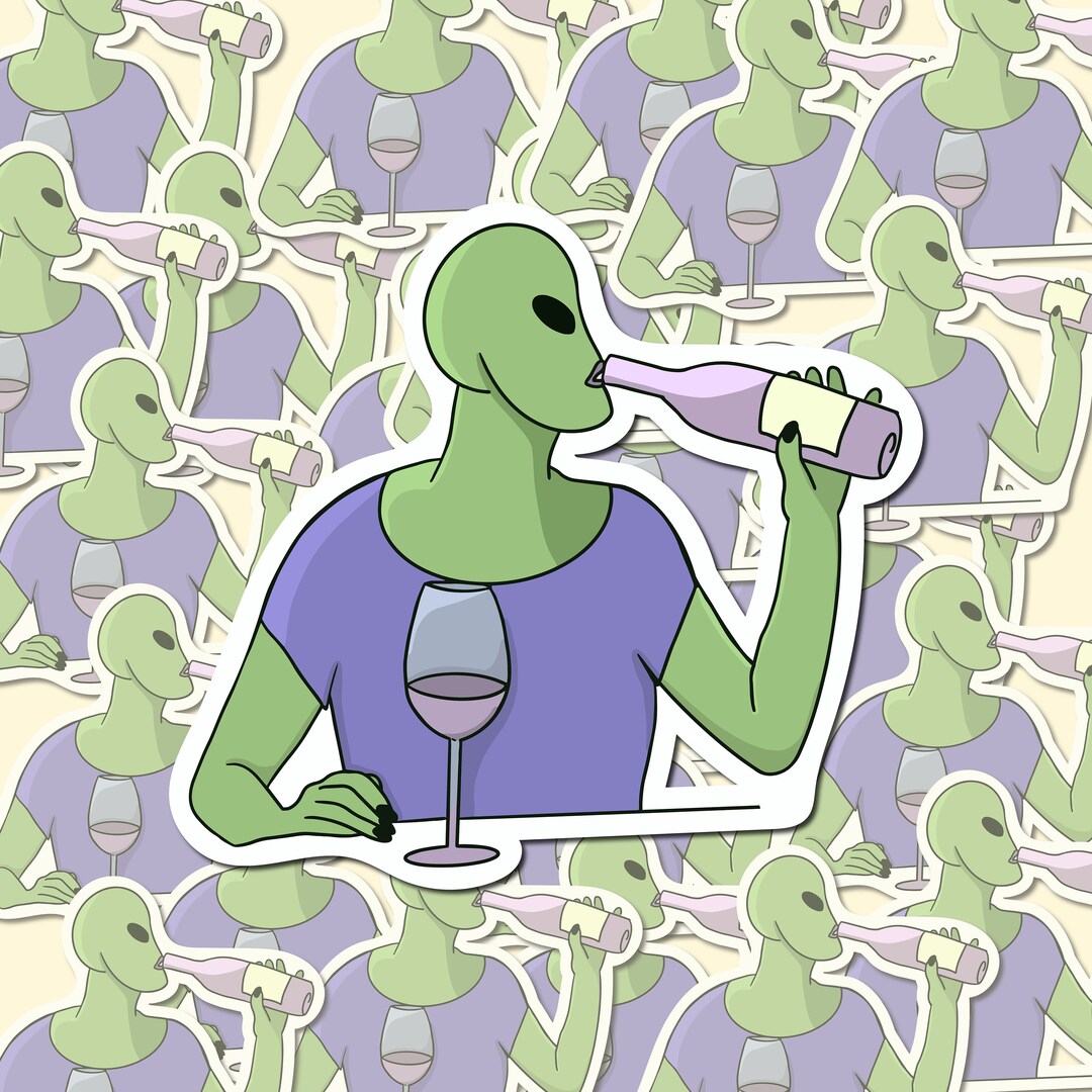 ALIEN WINE Waterproof Sticker | Laptop Sticker | Funny Sticker | Water ...