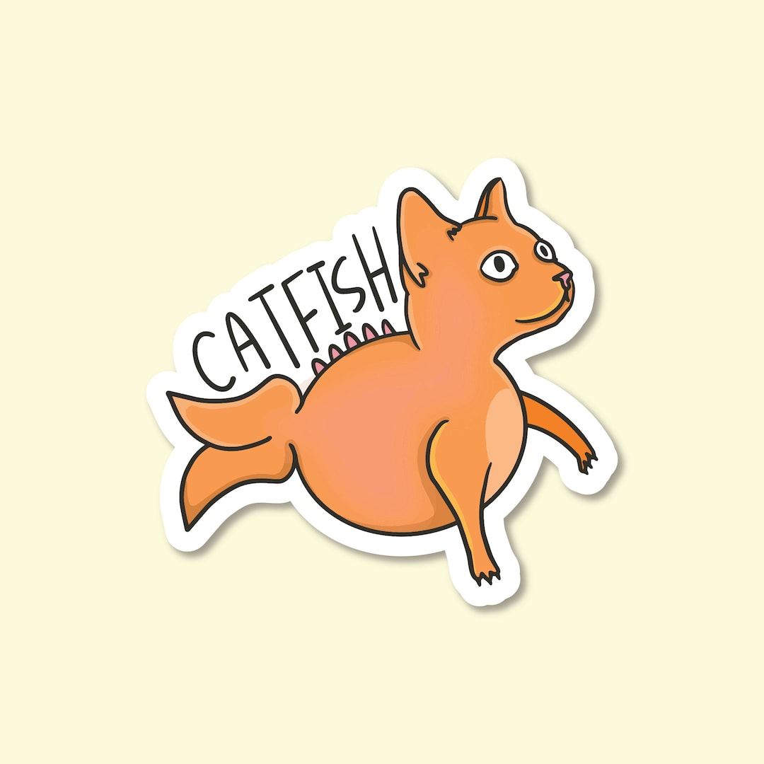 CATFISH Waterproof Sticker | Laptop Sticker | Funny Sticker | Water ...
