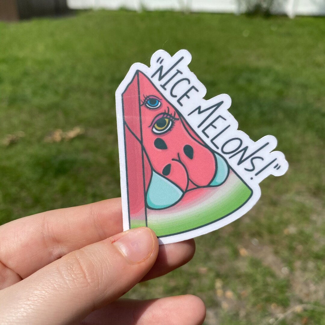 Watermelon "nice Melons!" Waterproof Sticker | Laptop Sticker | Funny ...