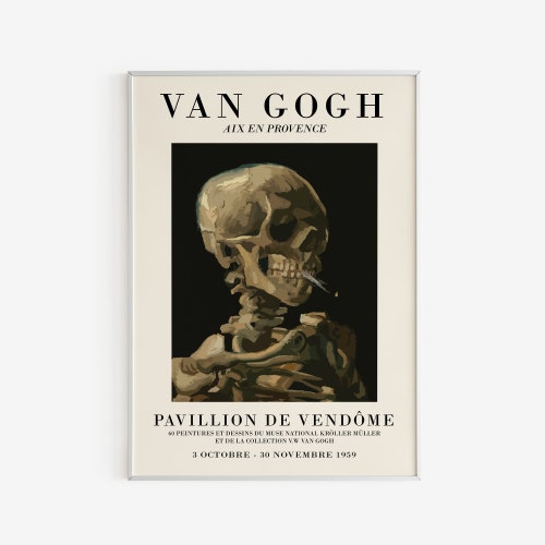 Vincent Van Gogh Skull of a Skeleton With Burning Cigarette - Etsy