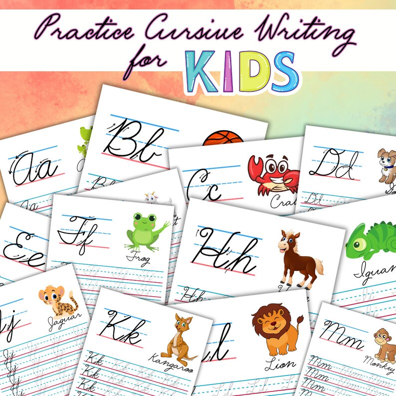 Practice Cursive Worksheets - Etsy