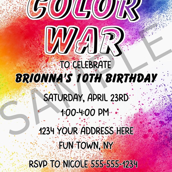 Color War Birthday Invitation - Etsy