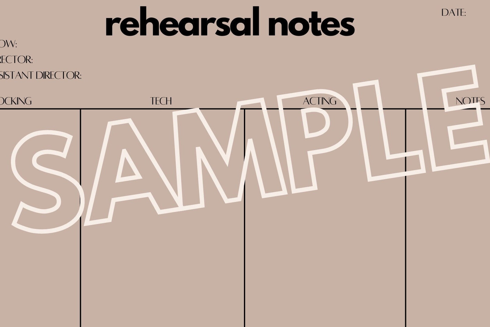 Theatre Rehearsal Notes Template | Drama Teacher, Director, Theater ...