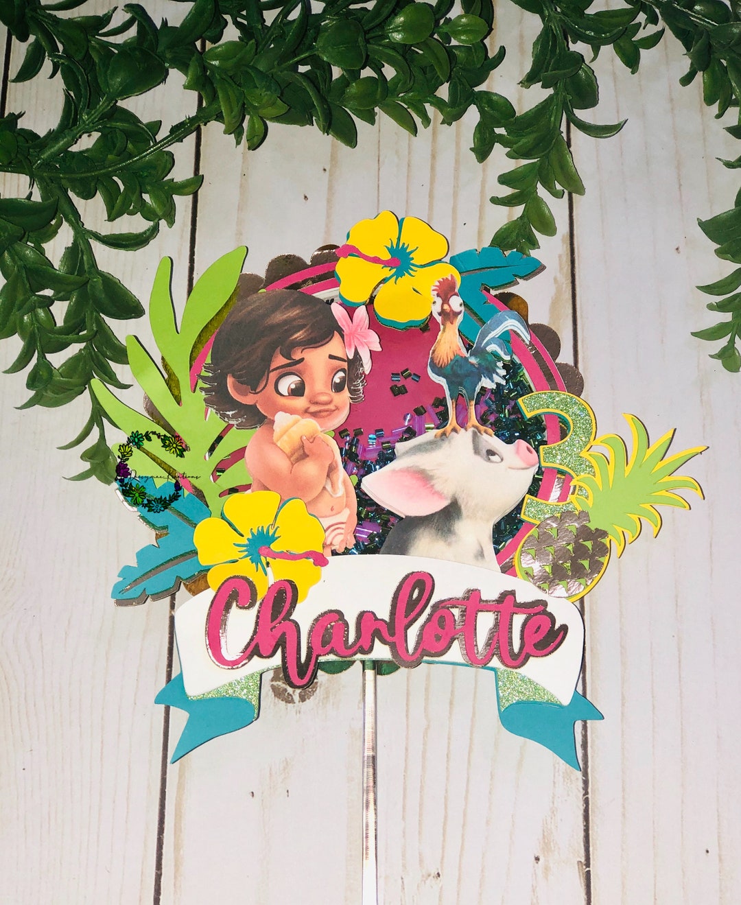 Moana Inspired Shake Cake Topper - Etsy