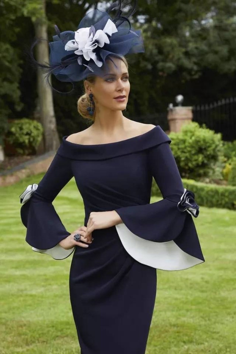 Handmade Contrast Cape Sleeves Mother of the Bride Dress With - Etsy UK
