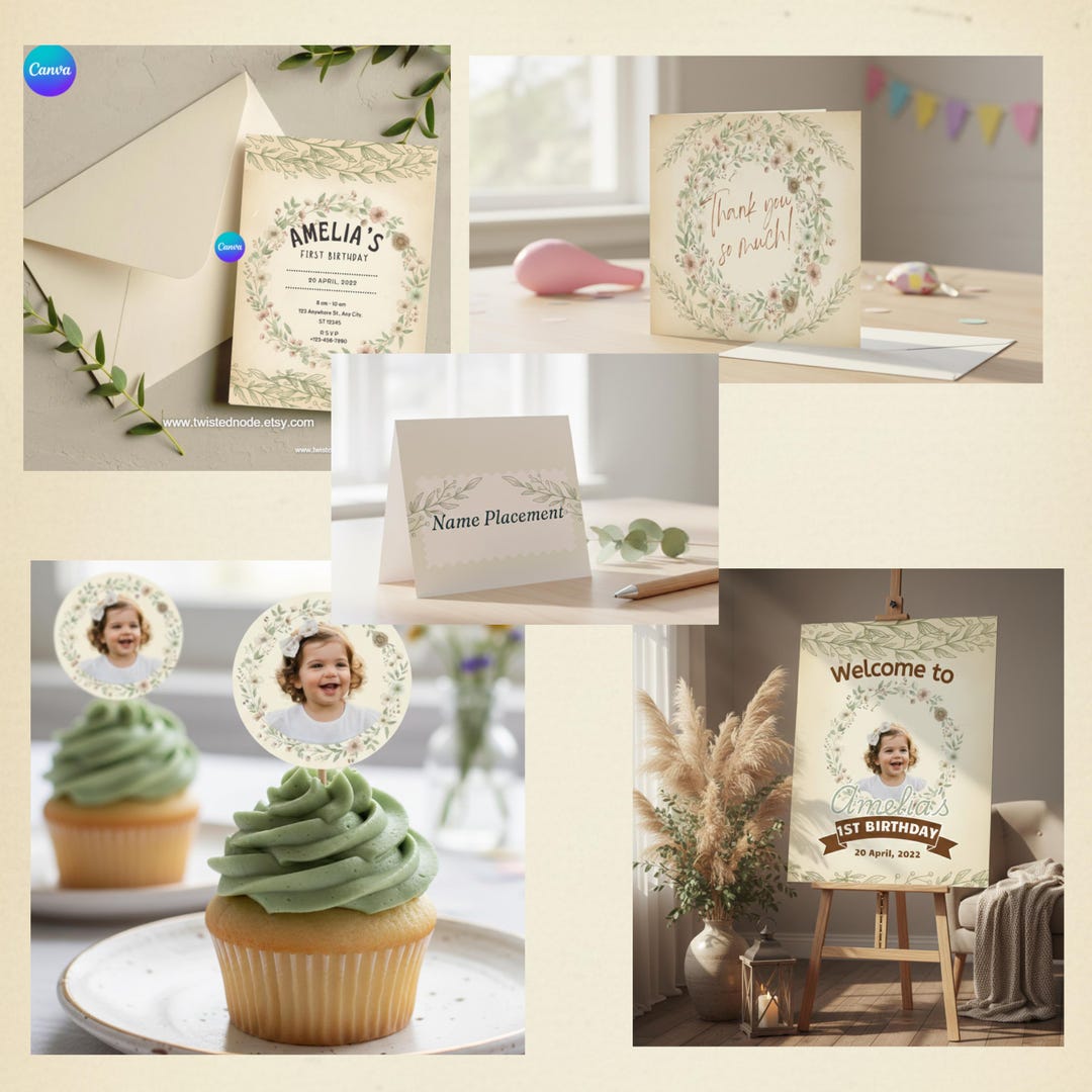 Cottagecore Birthday Bundle | First Birthday Party Pintables | Plus ...