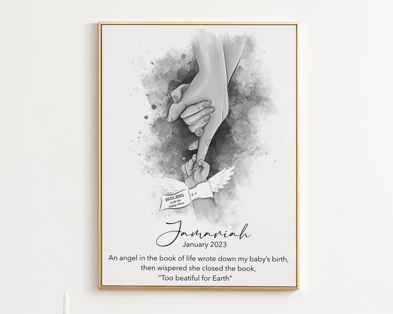 Personalised Angel Baby Hand Keepsake, Stillborn Baby Gift for Mother ...