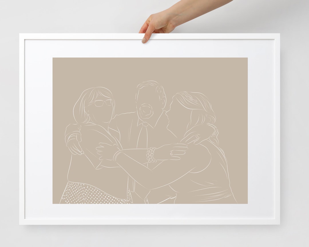 Custom Family Line Art Portrait, Custom Line Drawing From Photo, Family ...