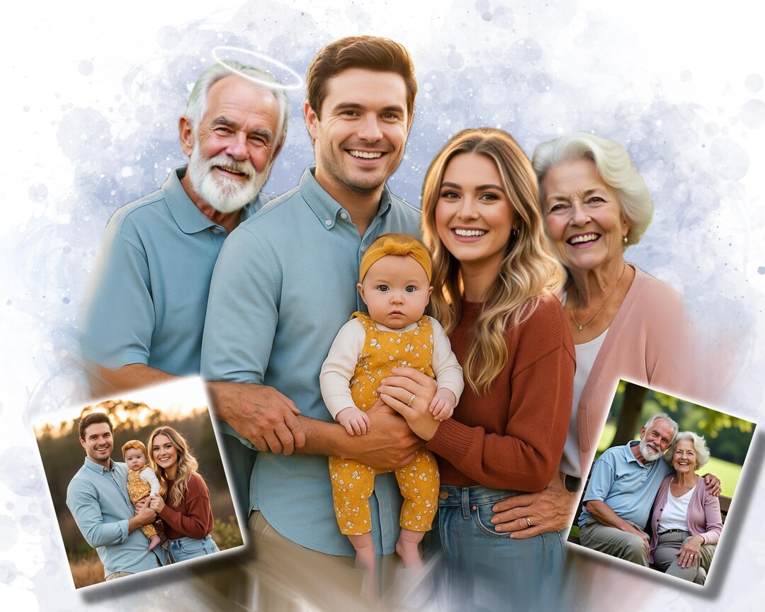 Custom Memorial Portrait: Add Loved One to Family Photo (digital File ...