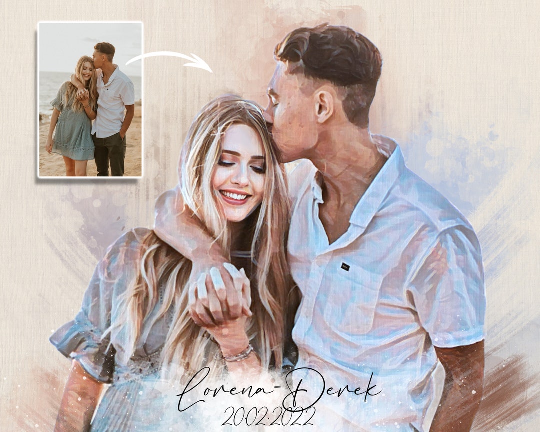 Custom Couples Portrait, Oil Painting Portrait From Photo, Couples Portrait Painting on Canvas ...