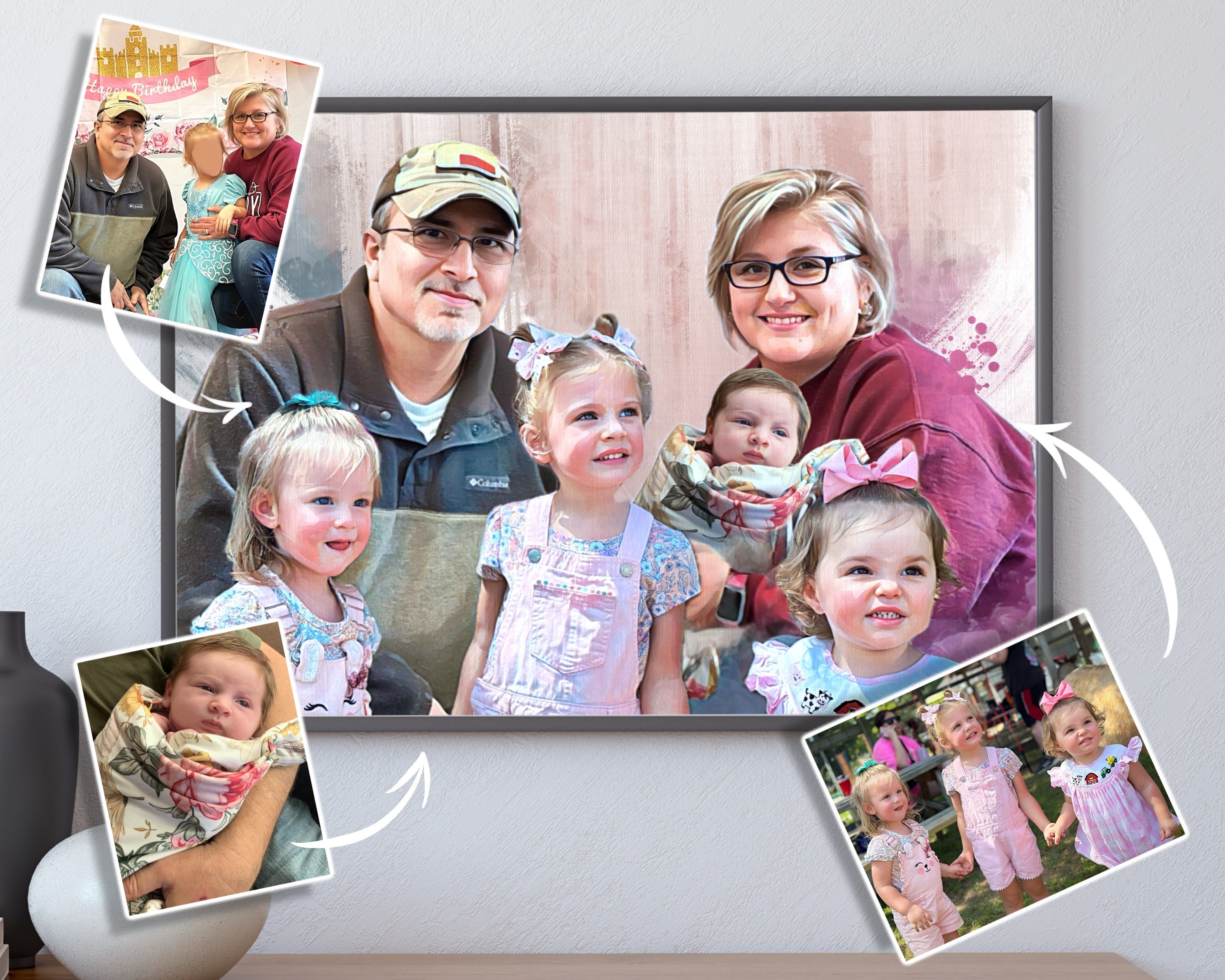 Custom Memorial Drawing, Passed Away Mother Portrait, Add Deceased ...