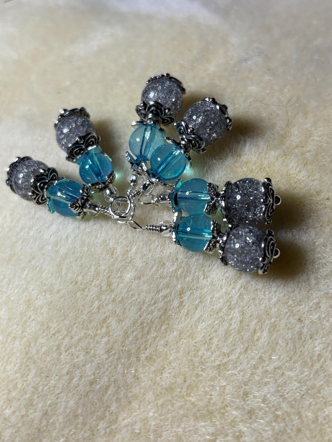 Beaded Dangles--set of 6--handmade Wire Wrapped--dangly Charms ...