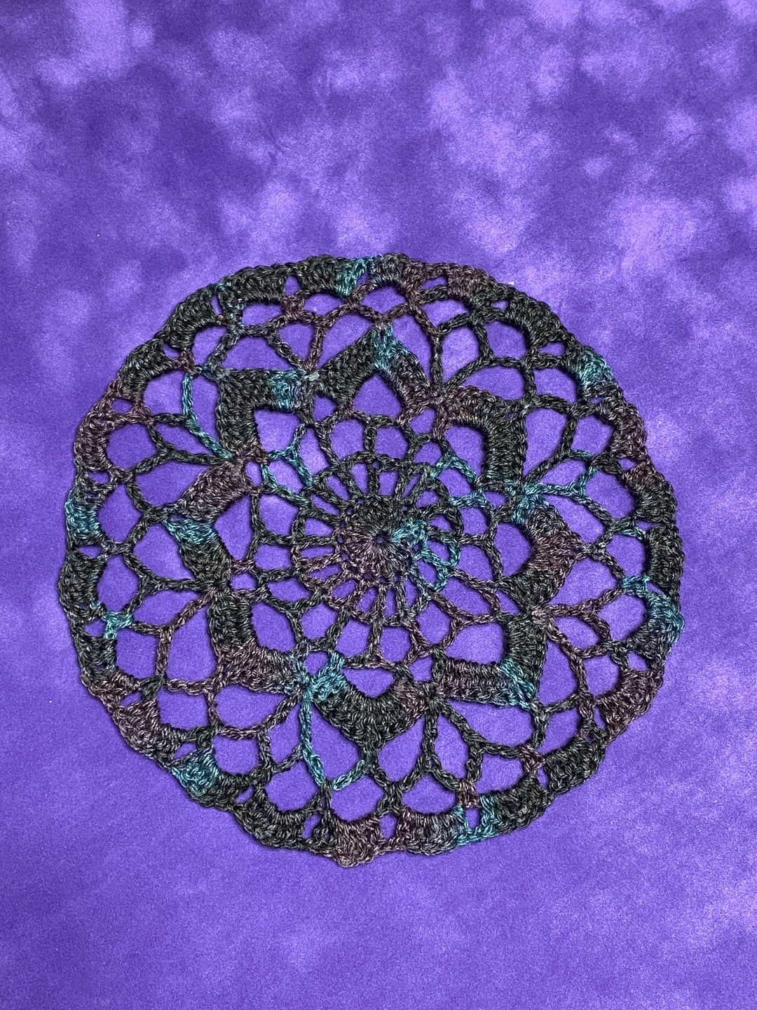 Tri-color Star Doily Hand Crocheted 12" Table Mat--handmade Home Decor ...