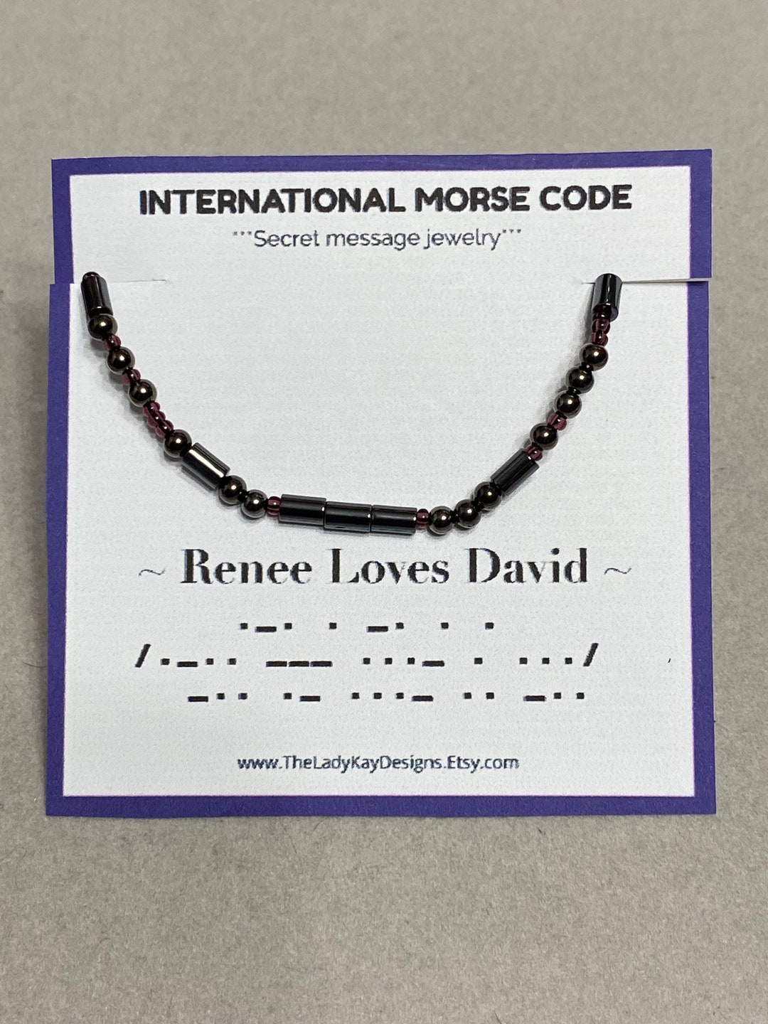 Custom Morse Code Bead Bracelet--personalized Secret Message--hematite ...